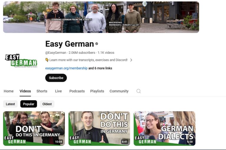 The Best YouTube Channels for Learning German – Natural Language Journey