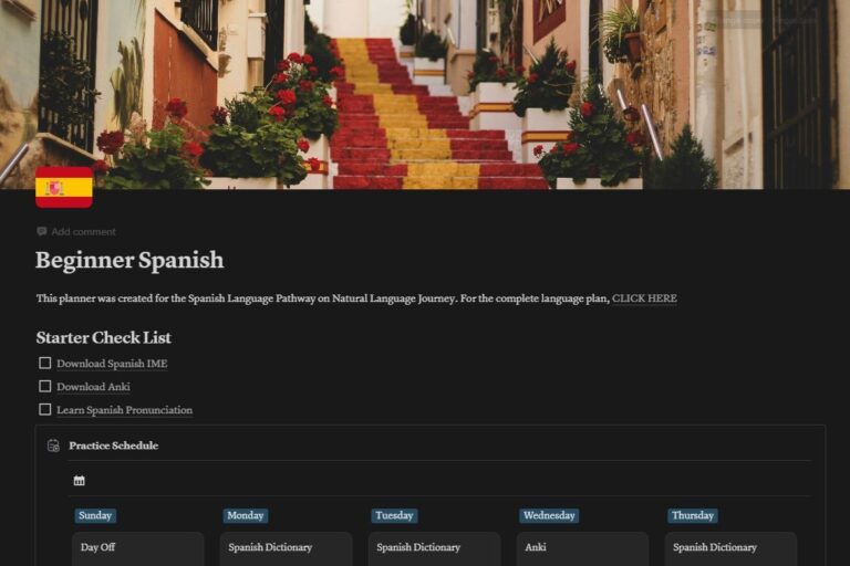 How to Create a Spanish Study Plan with Notion - Natural Language Journey