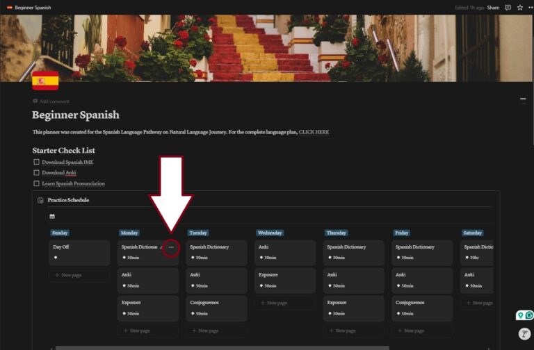 How to Create a Spanish Study Plan with Notion - Natural Language Journey X